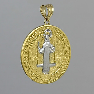 Medal of Saint Benedict 14K Two-tone Gold Coin Pendant (Medium)
