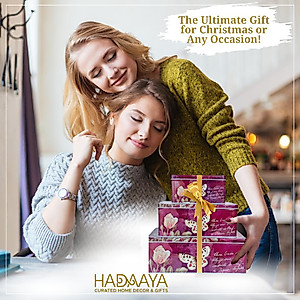 hadaaya Pack of 3 Rectangle Cookie Tins With Lids Multipurpose Tin Container for Cookies,Candies, Kitchen Storage, Stationery - BURGUNDY FLORAL BUTTERFLY