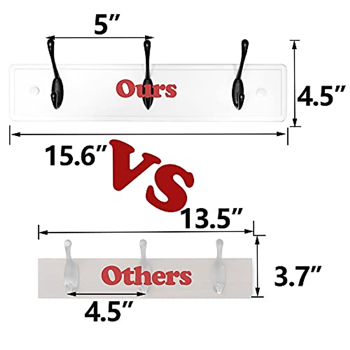 Coat Rack Wall Mount(2 Pack), Rustic Coat Hanger with 3 Hooks (15.6"L), Sturdy Hat Rack for Wall Hanging Coat Hat Key Mask Sunglasses Towel Cup, for Entryway Closet Bathroom Kitchen, White