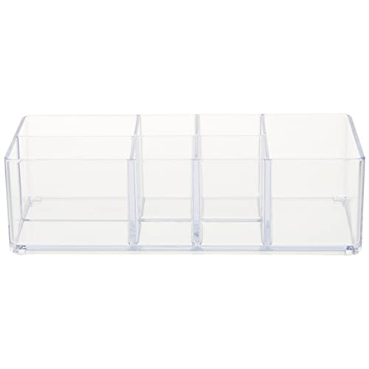 iDesign Divided Bathroom Vanity Organizer for Bathroom, Kitchen, Bedroom, Office, Set of 2, 7" x 3" x 5", Clear