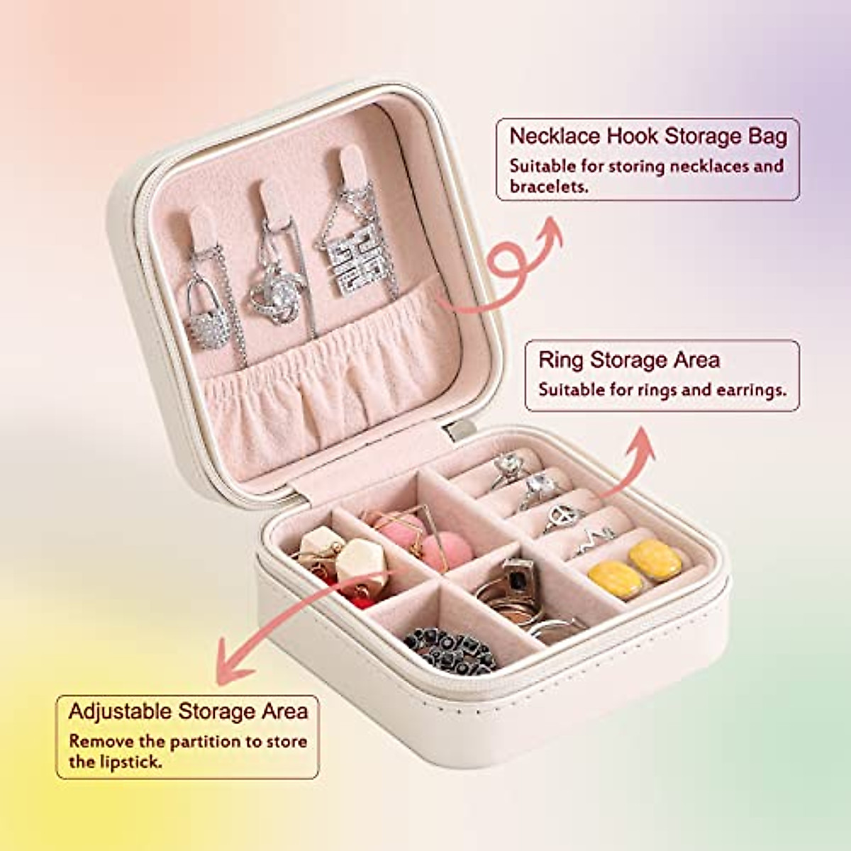 Personalized Jewelry Box - Custom Gifts for Women, Portable Small Travel Jewelry Organizer with Birth Flower & Name, Bridesmaid Gifts, Wedding Gifts, Gifts for Birthday Anniversary for Mom Wife Girls