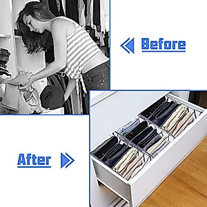 2PCS Washable Wardrobe Clothes Organizer, 7 Grids Foldable Visible Clothes Compartment Storage Box Closet Drawer Organizer Mesh Separation Box for T-shirt, Skirts, Legging, Jeans, Kid Clothes (Gray)