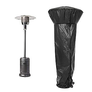 Fire Sense All Seasons Patio Heater with Wheels 46,000 BTU Output Piezo Ignition System Portable Outdoor Propane Heater Commercial Series Patio Heater - Hammered Platinum and Vinyl Cover
