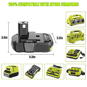 PEYESTEN 2 Packs 3.0 18v Replacement Battery Replace for Ryobi 18V Lithium-Ion Battery, Compatible with Ryobi 18 Volt ONE+ Battery P103 P104 P105 P107 P108 and Cordless Power Tools