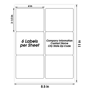 MaxGear 3-1/3x4 Shipping Address Labels,for Inkjet or Laser Printer, 6 Up Sticker Labels Paper, Matte White Paper Sheets, Strong Adhesive, Dries Quickly, Holds Ink Well, 180 Lables