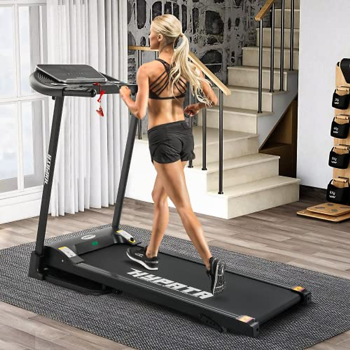 ACCPO Treadmill 300 LBS Capacity with Incline,Folding for Home Max 2.5 HP Electric Running and Walking Jogging Exercise LED Display,12 Preset Programs Machine Black