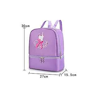 Yitengteng Ballet Dance Backpack for Little Girls Ballerina Purple Bag for Dance Toddler Dance Bag Gymnastics Latin Dance Yoga Tap Dance Jazz Storage Bag