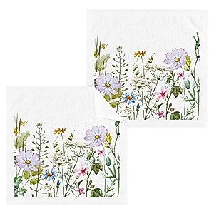 xigua Herbs and Wild Flower2 Wash Cloths 6 Pack - 12 x 12 Inch Super Soft Washcloths for Your Face and Body - 100% Cotton Highly Absorbent Baby Face Towel