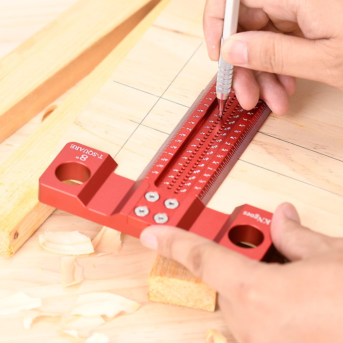 AKNgoes Woodworking Scriber T-Square Ruler 12in with Thoughtful Support Lips, Architect Ruler for Carpenter Work, Layout and Measuring Tools…