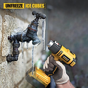 Cordless Heat Gun for Dewalt 20v Battery, LIVOWALNY 350W Fast Heating Soldering Hot Air Gun 122℉-1022℉ Variable Temperature Control with 5 Nozzles for DIY Crafts, Shrink Tubing (No Battery)