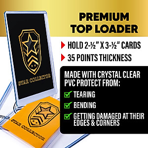 Premium Clear Toploaders and Penny Sleeves (100 35 Point Thickness Hard Plastics Ultra Card Protectors + 100 Cards Sleeves) for Standard Size Pro Sports Collectible Card