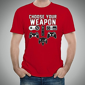 Choose Your Weapon - Gaming Console Gamer Retro Handheld - Adult Cotton T-Shirt - 2X-Large - Red