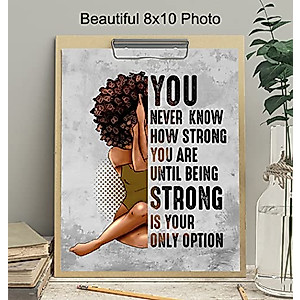 Inspirational African American Wall Art & Decor - Black Art - Encouragement Gifts for Women Woman - Uplifting Positive Quotes - Afro Girl - Motivational Posters - Bedroom Living Room Home Office