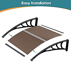 Mcombo 40"X80" Window Awning Outdoor Polycarbonate Front Door Patio Cover Garden Canopy 6055-4080(Dark Brown)