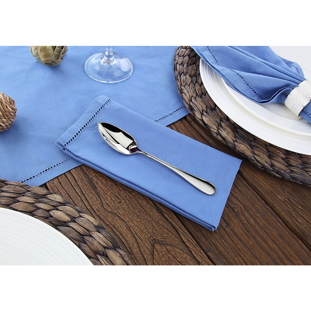 Artaste 59373 Rain 18/10 Stainless Steel Grapefruit Spoon, 6.35-Inch, Set of 6