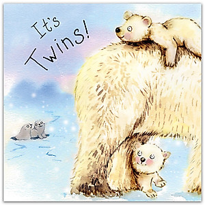 Twizler New Twins Card Twin Polar Bears - New Baby Twins Card - Card New Twins - Congratulations Baby Twins Card – New Baby Card Twins – New Twins Gift - Newborn Twins Card -Twins Baby Gifts