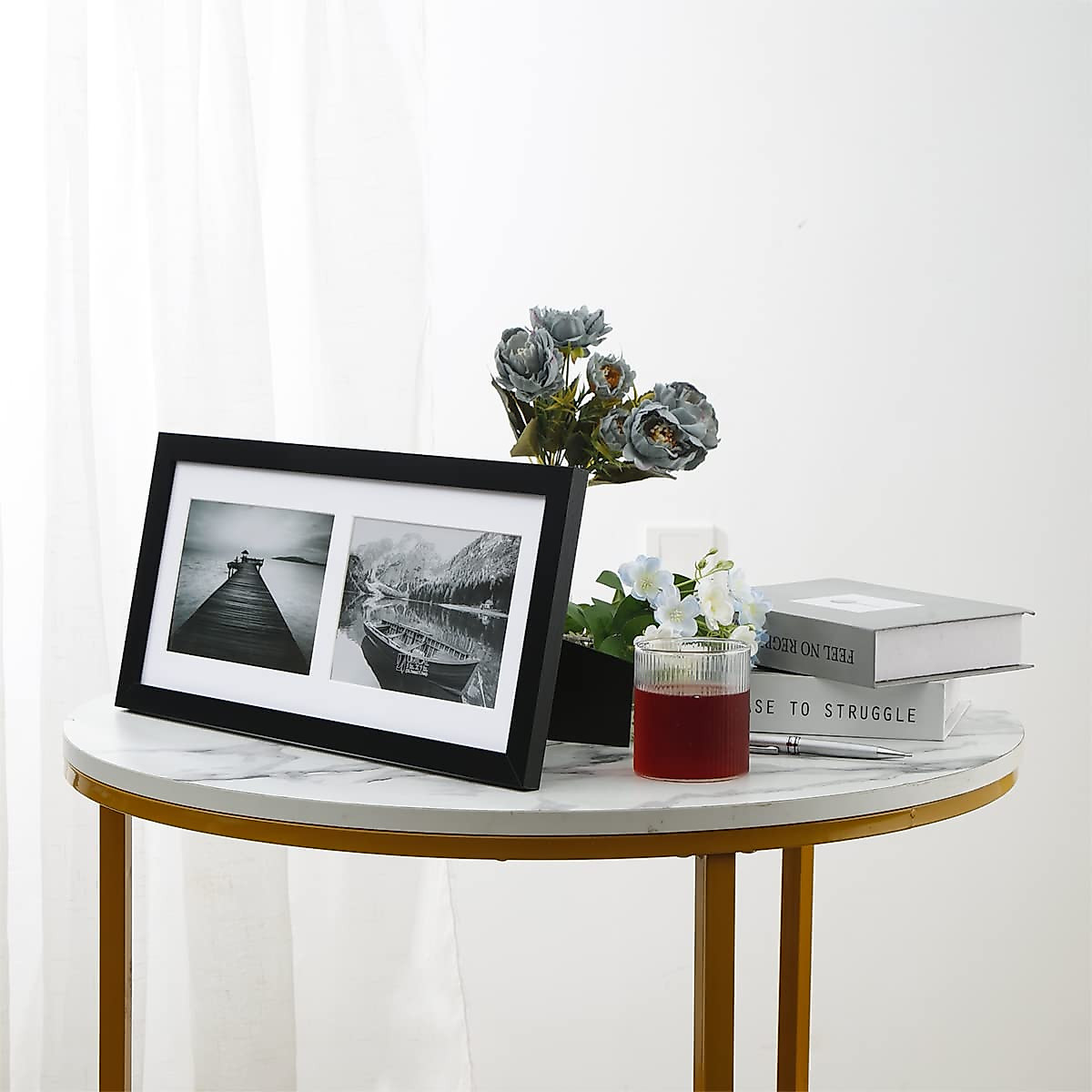 UMICAL 5x7 Picture Frame 2-Opening Collage Picture Frames Gallery Style Black Wood Landscape Photo Frames with HD Plexiglass for Tabletop Stand and Wall Mounting