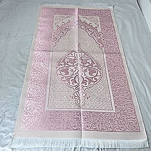 Luxemin Pink Color Luxurious Sheen, Soft and Velvety Muslim Prayer Rug | Janamaz | Sajadah | Soft Islamic Prayer Rug | Islamic Gifts Collection Prayer Carpet Mat, Taffeta Fabric