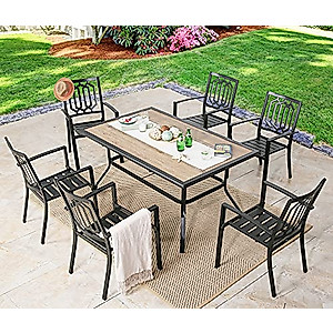 Ulax Furniture Outdoor Dining Chairs Patio Stacking Arm Chairs with Heavy-Duty Metal Frame for Backyard, Balcony, Garden, Porch. Set of 4
