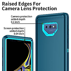 Mieziba for Galaxy Note 9 Case,Shockproof Dropproof Dustproof,3-Layer Full Body Protection Heavy Duty High Impact Hard Cover Case for Samasung Galaxy Note 9,Turquoise
