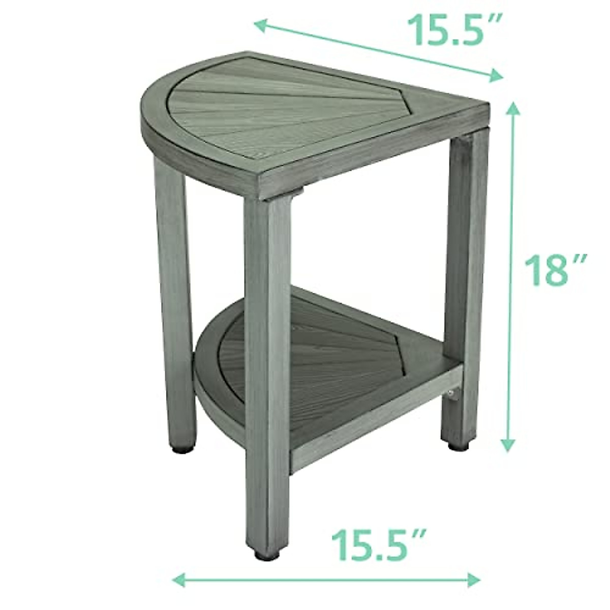 Medline Faux Teak Bathroom Corner Bench, Aluminum Shower Bench with Teak-Like Appearance,Brown