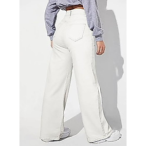 Astylish White Jeans for Women High Waisted Flare Wide Leg Mom Stretchy Y2K Denim Pants Size 16