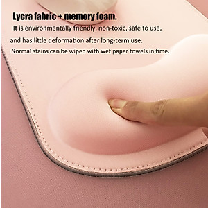 RGB Mouse Pad with Wrist Support, LED Mouse Pad with 13 Lighting Modes, Anti-Slip Rubber Base, Pain Relief Computer Ergonomic Mouse Pad for Gaming, Office, Home, 11.8 x 8.5 in (Pink)