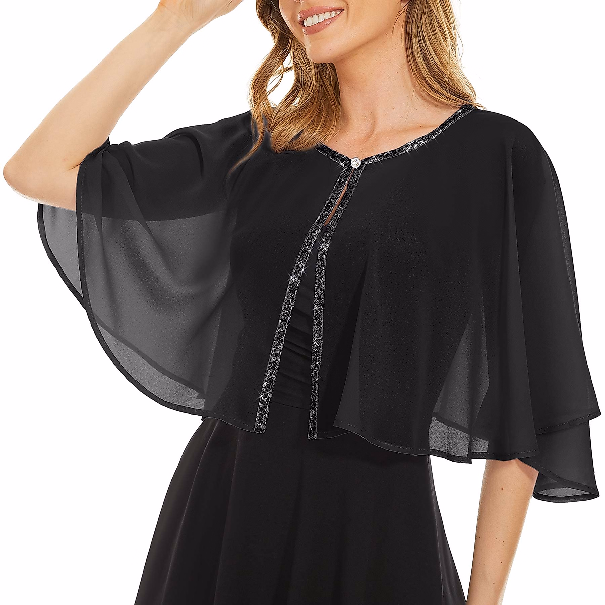 Rheane Shawls and Wraps for Evening Dresses Black Shawl Shawls and Wraps for Evening Dresses Formal Shawls and Wraps for Weddings Formal Shawl Shawl for Women (Black)