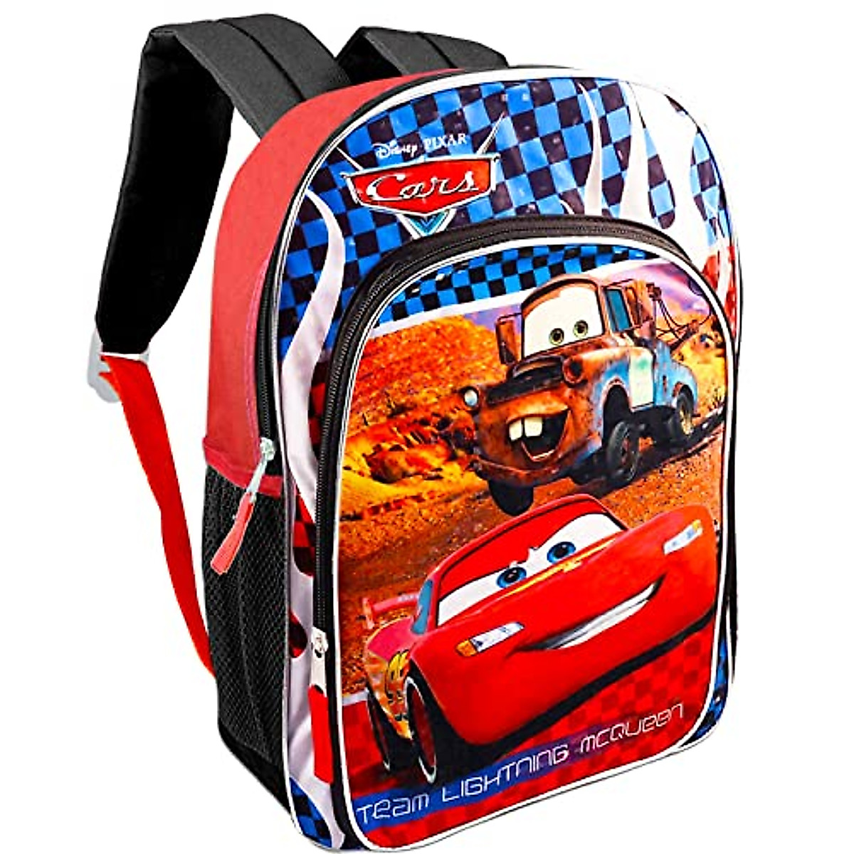Walt Disney Studio Disney Cars Backpack School Set for Boys Kids ~ Bundle with Deluxe 16 Inch Cars Lightning McQueen School Bag, 350+ Stickers, and More (Disney Cars School Supplies)