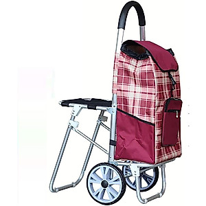 RAZZUM Large Hand Trucks,Stairs-Climbing Chair Shopping Cart, Folding Portable Grocery Shopping Cart, Luggage Cart Reinforced Seat, Folding Trolley with Stairs Trolleys/C