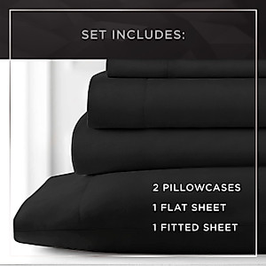 Raymond Waites 4 Piece Sheet Set, Cotton Rich, 400-Thread Count, Black, Queen Sheet Set