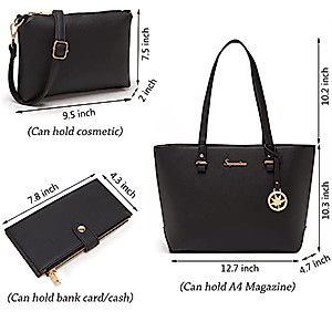 Large Purse Handbag Women Fashion Tote Bag Shoulder Bag Top Handle Satchel Wallet Set 3pcs