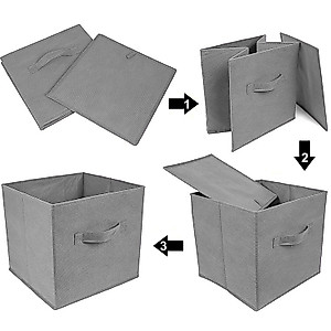 (10-Pack, 5 Grey 5 Black) Storage Bins, Containers, Boxes, Tote, Baskets| Collapsible Storage Cubes For Household Organization | Fresh Durable Fabric & Cardboard