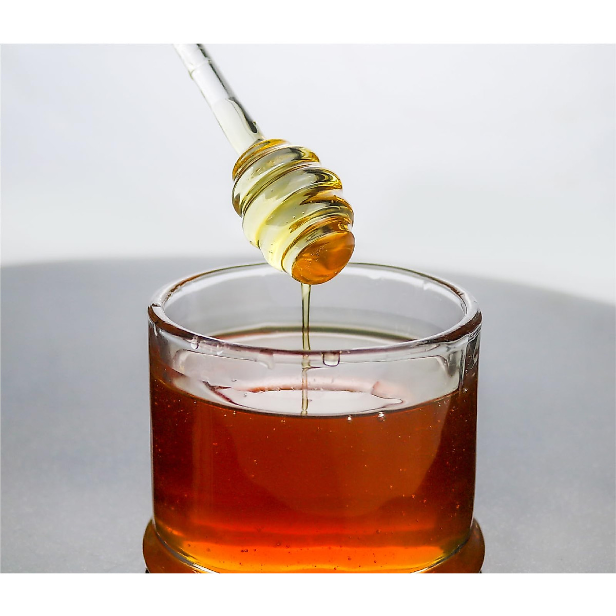 Glass Honey Dipper, 6 Inches Clear Drizzler for Honeypot, Honeycomb Spoon Mixing Stirrer, Honey Server for Honey Jar, Wedding Party Favors, 1 Pack, Dishwasher Safe