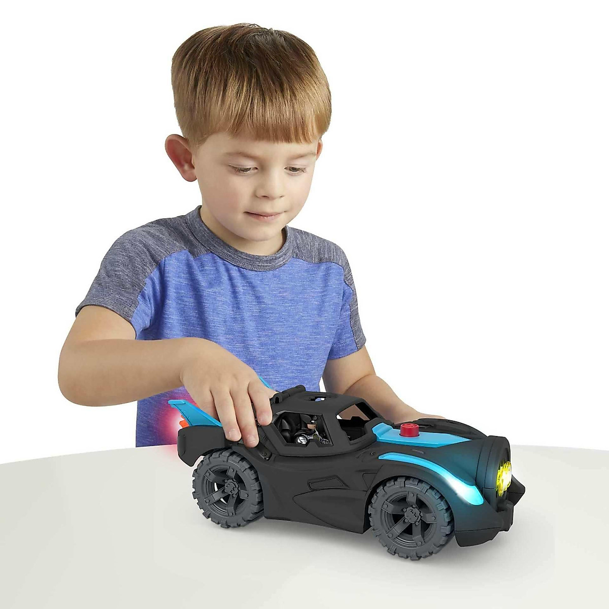 Fisher-Price Imaginext DC Super Friends Batman Toy, Lights & Sounds Batmobile with Batman Figure for Preschool Kids Ages 3+ Years