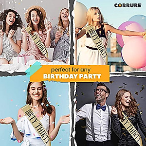 CORRURE 'Dirty Thirty' Birthday Sash with Glitter - Gold Glitter Birthday Sash with Black Foil - Dirty 30 Sash for Girls - Ideal Thirty Party Favors Supplies and Decorations for Your 30th Bday Party