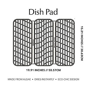 Dorai Home Dish Pad – Collapsible Kitchen Drying Mat – Wrapped in Silicone Webbing to Protect Dishes – Dries Instantly – Modern and Stylish – Minimal Design to Match Any Countertop – Sandstone