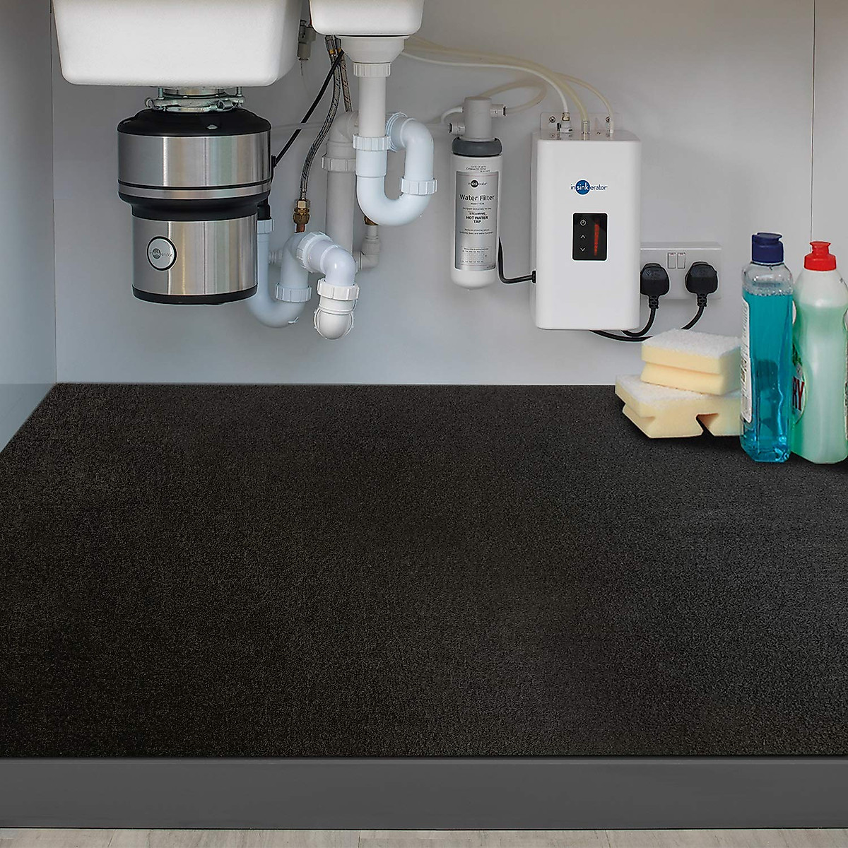 ITSOFT Under The Sink Mat, Kitchen Tray Drip, Cabinet Liner, Waterproof Layer, Reusable, Washable 36 x 30 Inches