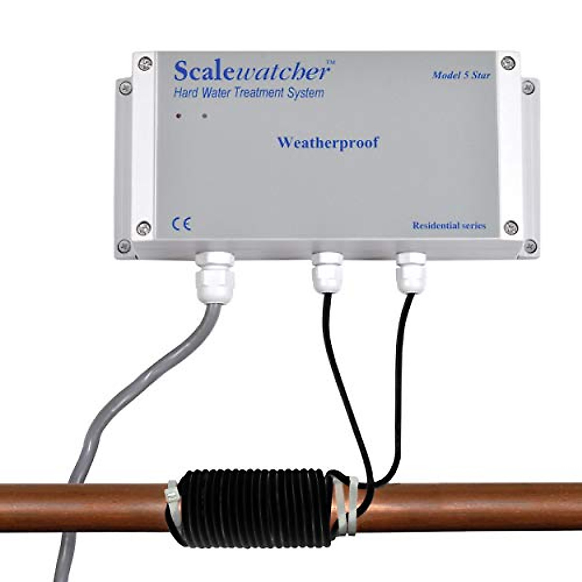 Scalewatcher 5 Waterproof Electronic Descaler | USA Made & Patented Hard Water Softener/Conditioner Alternative | 700mA Salt-Free Electric Limescale Remover for Swimming Pool, Irrigation & More