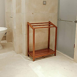 Cambridge Casual Indonesian Estate Freestanding Towel Rack with Shelf, Natural Teak