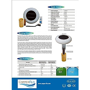 CopperFlo Solar Pool Ionizer - High Capacity | 85% Less Chlorine | Lifetime Replacement Program | Kill Algae | Longer Lasting Copper Anode | 25% More Ions | Keeps Pool Cleaner | Up to 45,000 Gal Blue