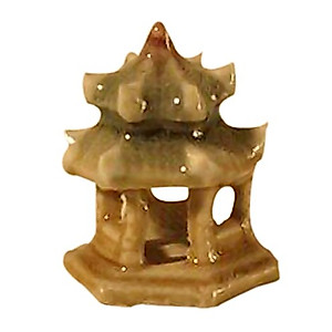 Bonsaiboy Home Decor Miniatur Glazed Six Sided Pavillion Ceramic Figurine Green 1"tall
