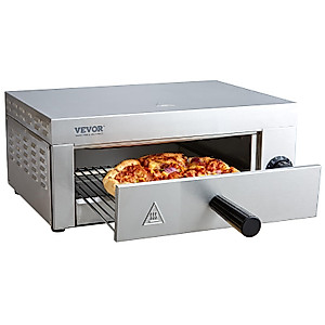 Electric Pizza Oven, 12 inch Indoor Countertop Pizzaofen with Upper Heat Tube, Timer, 1500W Commercial Bake Maker with Crumb Tray, 572℉ Instant Versatile Cooker for Diner Store Home, ETL listed