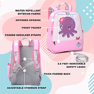 Beatrix New York - Toddler & Kids 11.5" Backpack Bag with Removable Leash for Girls & Boys (DINOSAUR), Ideal for Preschool & Kindergarten Back to School