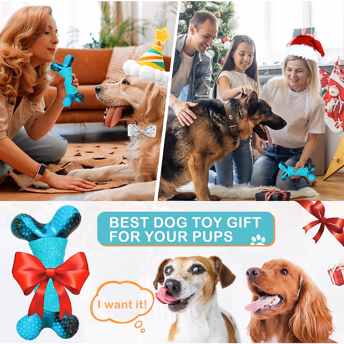 FRLEDM Dog Toys for Aggressive Chewers Indestructible Dog Toys Durable Dog Chew Toys for Large/Medium Breed, Real Bacon Flavored Best Dog Toys to Keep Them Busy