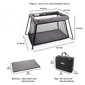 UNiPLAY Foldable Travel Crib, Lightweight Portable Playpen, Easy to Pack Playard with Comfortable Mattress and Breathable Mesh Liner for Infants and Toddlers