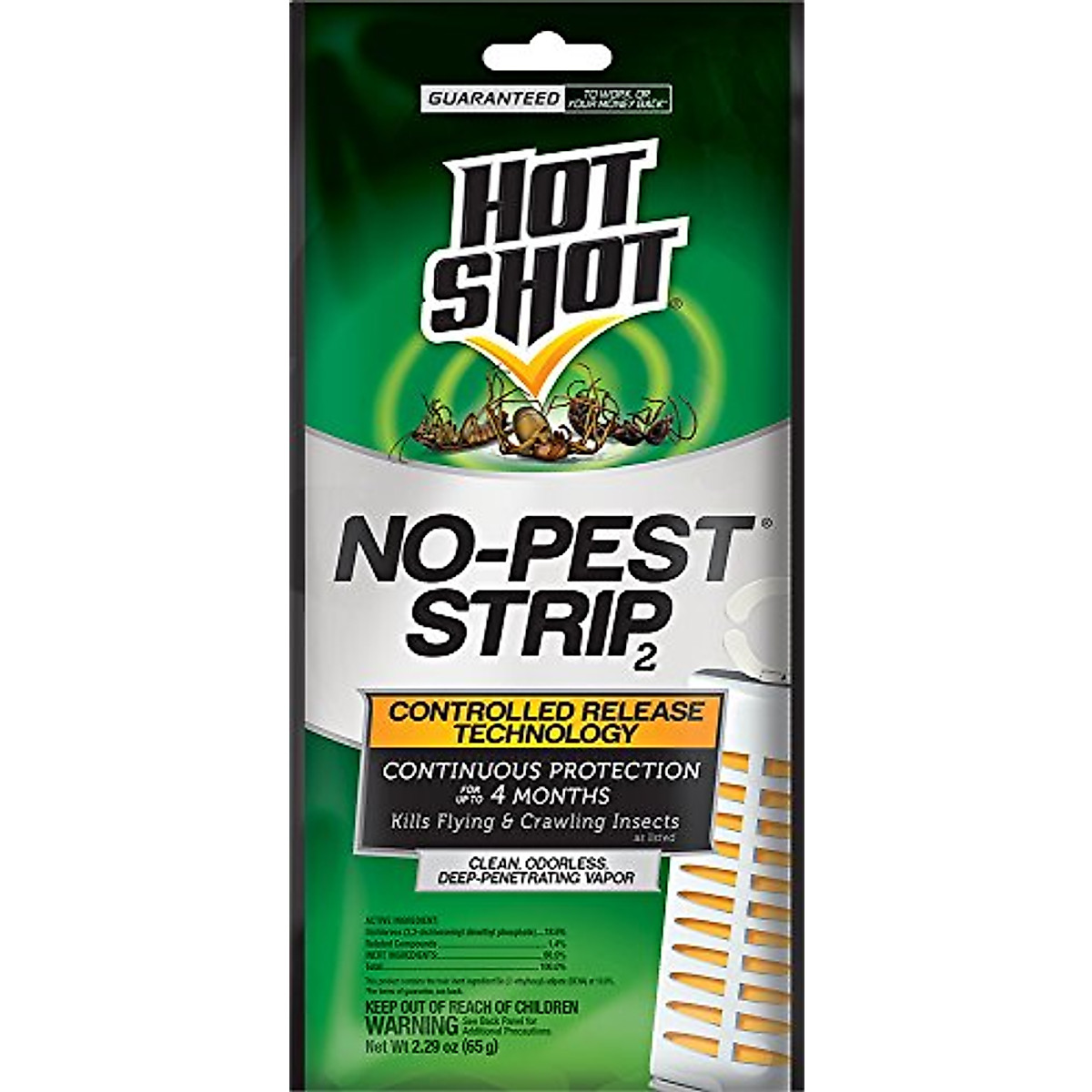 Hot Shot No-Pest Strip 2, Controlled Release Technology Kills Flying and Crawling Insects 2.29 Ounce (Value Pack of 3)
