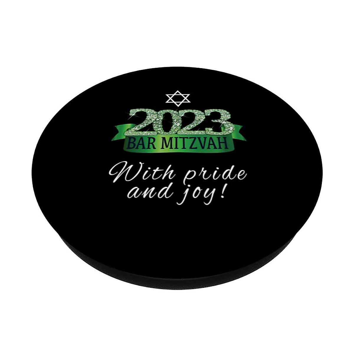 Bar Mitzvah 2023 I With Pride & Joy I Green Banner Decor PopSockets Standard PopGrip