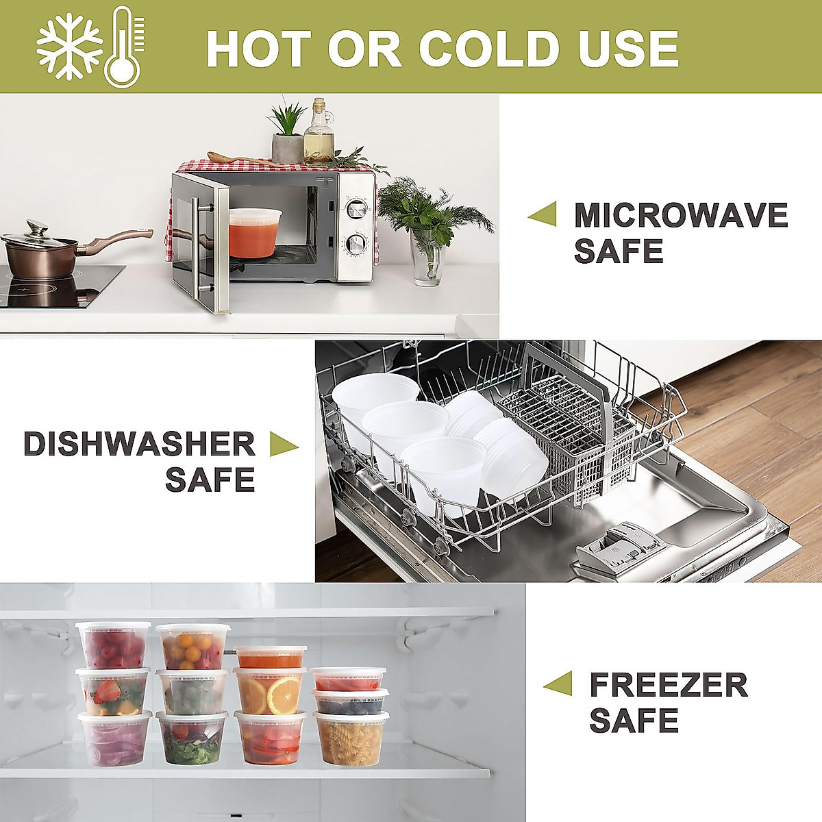 Ezalia Deli Containers with Lids 50 Sets - Plastic Soup Containers 8oz Clear Food Storage Containers with Lids Leakproof, Reusable Take Out for Restaurant, Microwave/Freezer/Dishwasher Safe