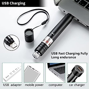 Cowjag Laser Pointer, Long Range Red Laser Pointer,Laser Pointer High Power Pen, Red Pointer Rechargeable for Hiking, Cat Laser Toy USB Charge(Red Light)